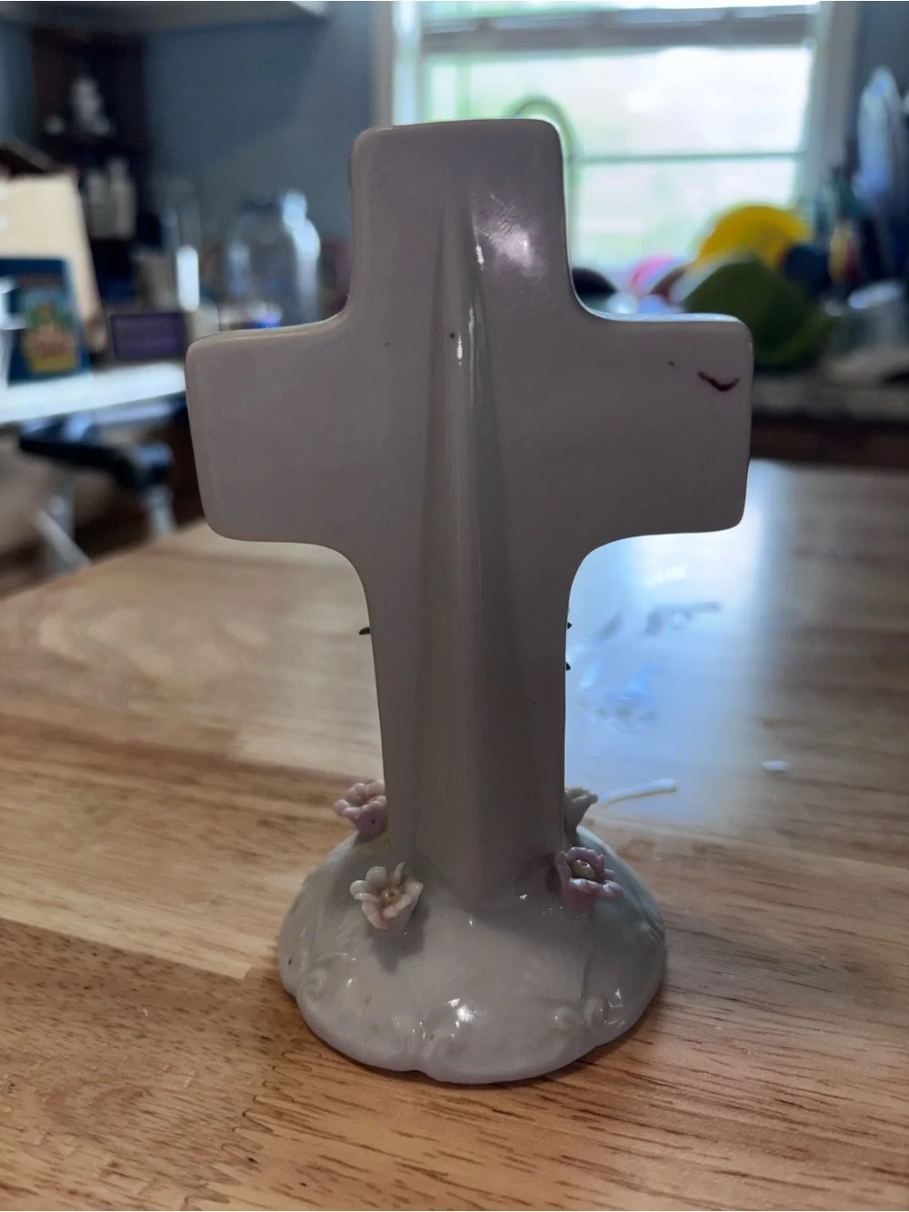 Accents | White Floral Ceramic Cross Figurine | Poshmark